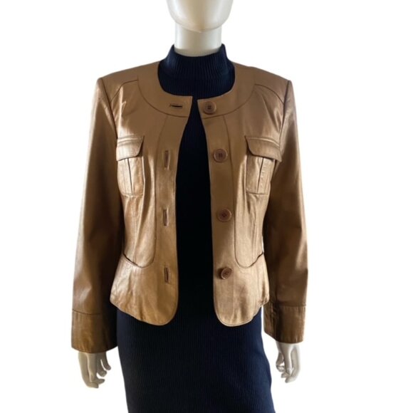 Talbots | Jackets & Coats | Talbots Gold Leather Jacket | Poshmark